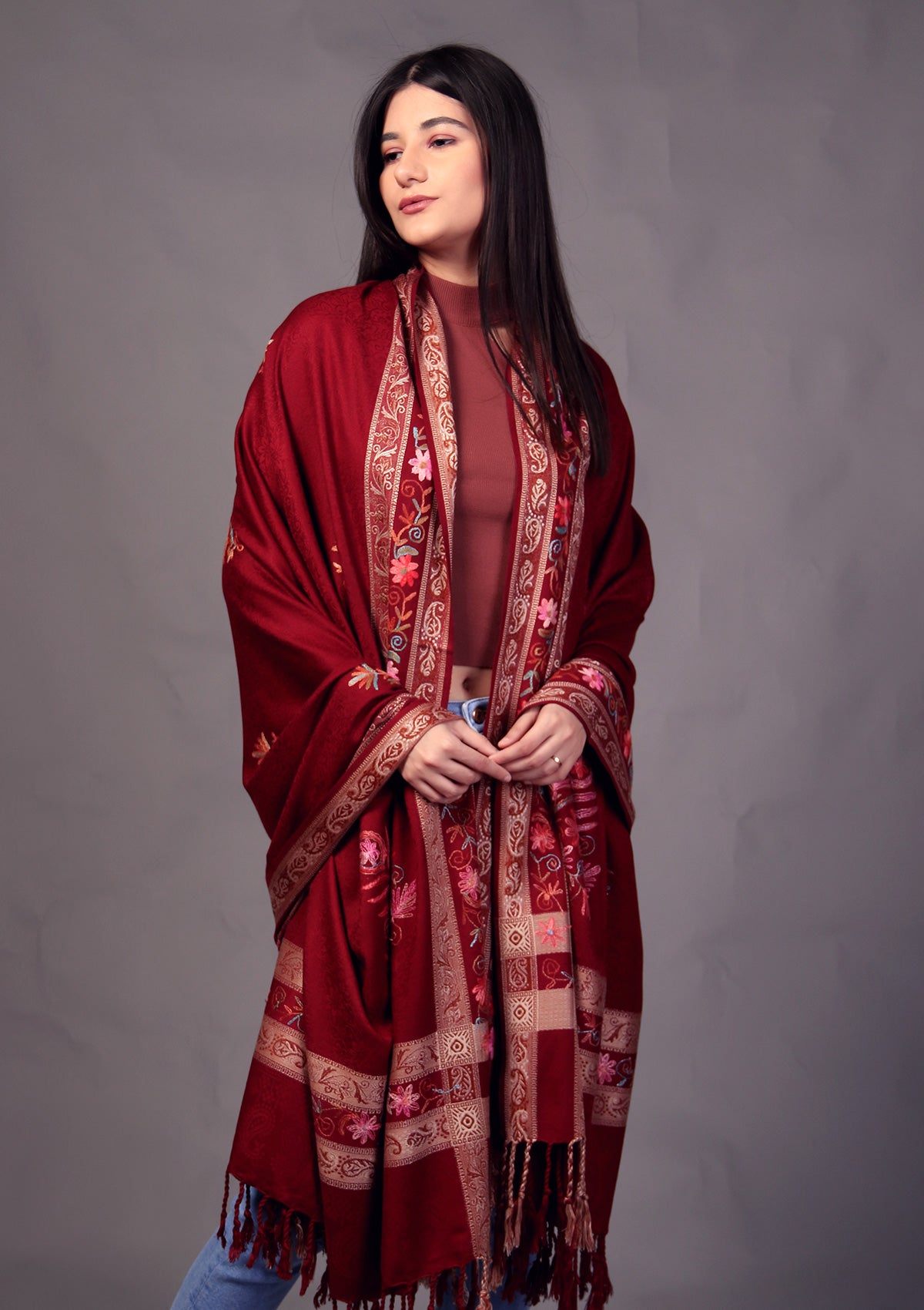 Woolen Embroidered Shawl– Huma Adnan