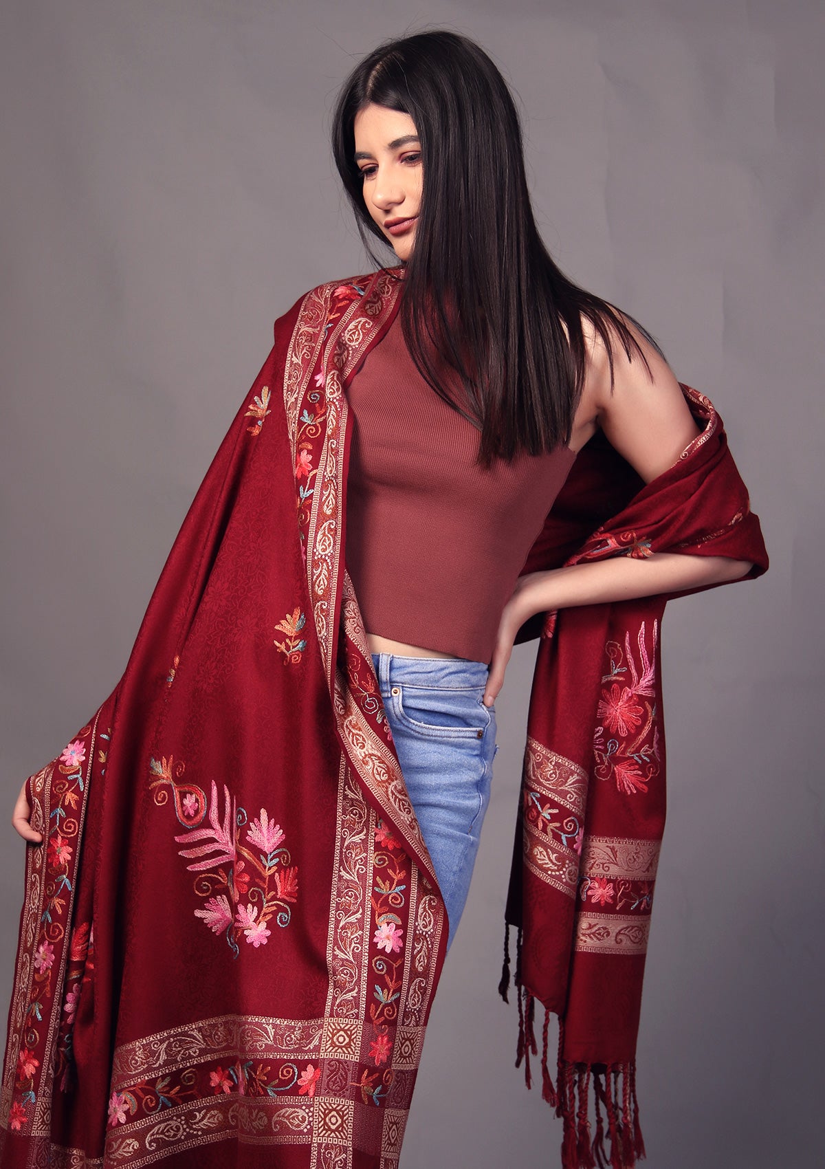 Woolen Embroidered Shawl– Huma Adnan
